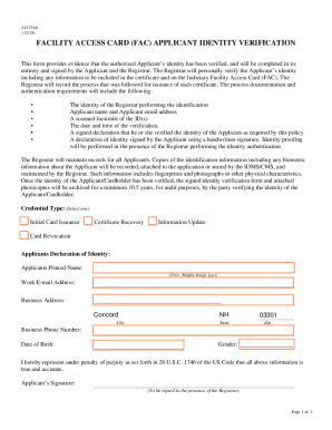 Fillable Online FAC Applicant Identity Verification Fax Email Print ...