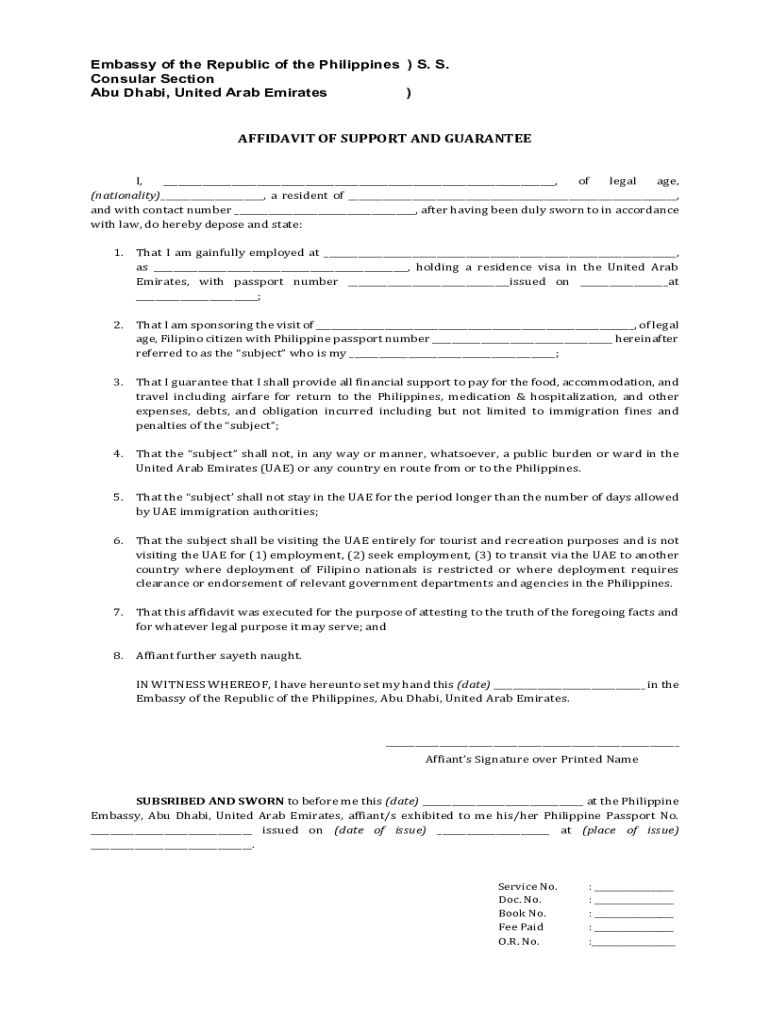 Fillable Online abudhabipe.dfa.gov.phimagesConsularNew Requirements for Affidavit of Support and ...