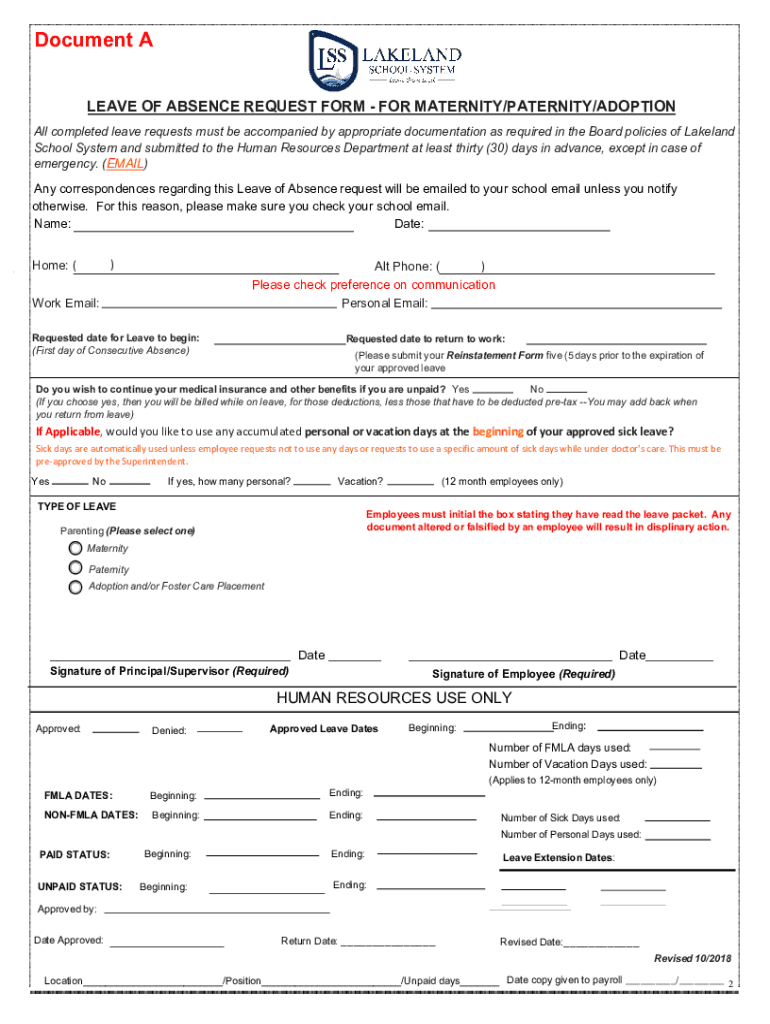 Fillable Online www.lawinsider.comclausefmla-leave-paternityFMLA Leave ...