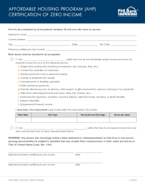 Fillable Online CERTIFICATION OF ZERO INCOME - tdhca.state.tx ...