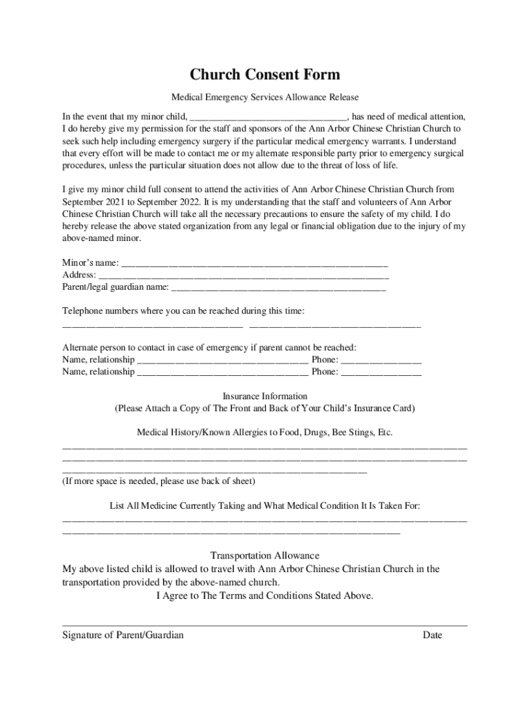 Fillable Online Church Consent Form Fax Email Print - pdfFiller