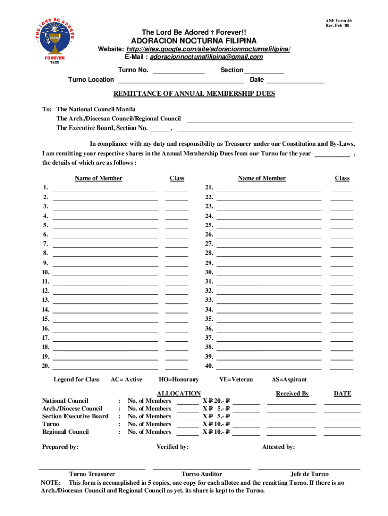 Fillable Online ANF Form 46 Fax Email Print - pdfFiller