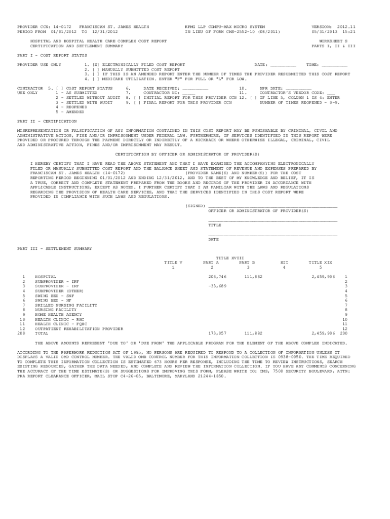 Fillable Online www2 illinois PROVIDER CCN: 14-0172 FRANCISCAN ST. JAMES HEALTH ... Fax Email ...