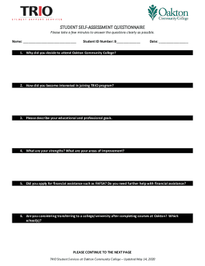 Fillable Online FREE 8+ Sample Student Self-Assessment Forms in PDFMS ...