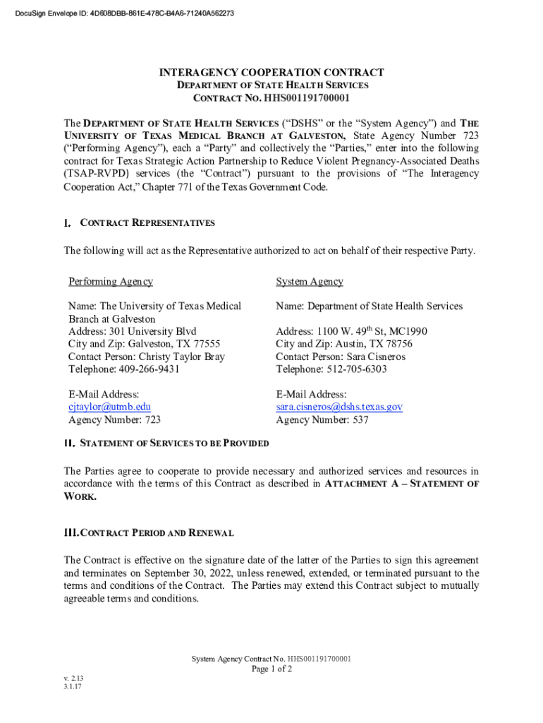 Fillable Online INTERAGENCY COOPERATION CONTRACT Fax Email Print - pdfFiller