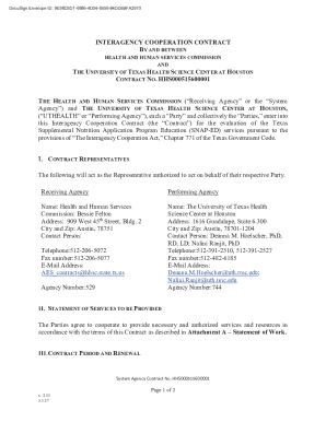 Fillable Online interagency cooperation contract by and between Fax ...