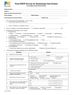 Fillable Online Food DROP Survey for Businesses that Donate Fax Email ...