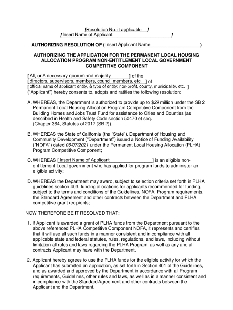 Fillable Online Resolution template for non-entitlement Local Government Fax Email Print - pdfFiller