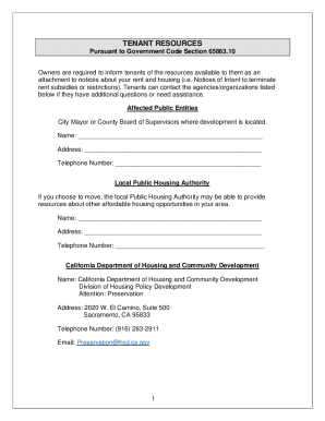 Fillable Online TENANT RESOURCES TEMPLATE Fax Email Print - pdfFiller