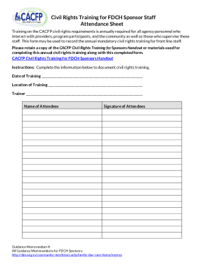 Fillable Online dpi wi Civil Rights Training for FDCH Sponsor Staff ...