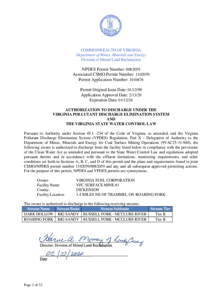 Fillable Online NPDES Permit Number: 0082059 Associated CSMO Permit ...