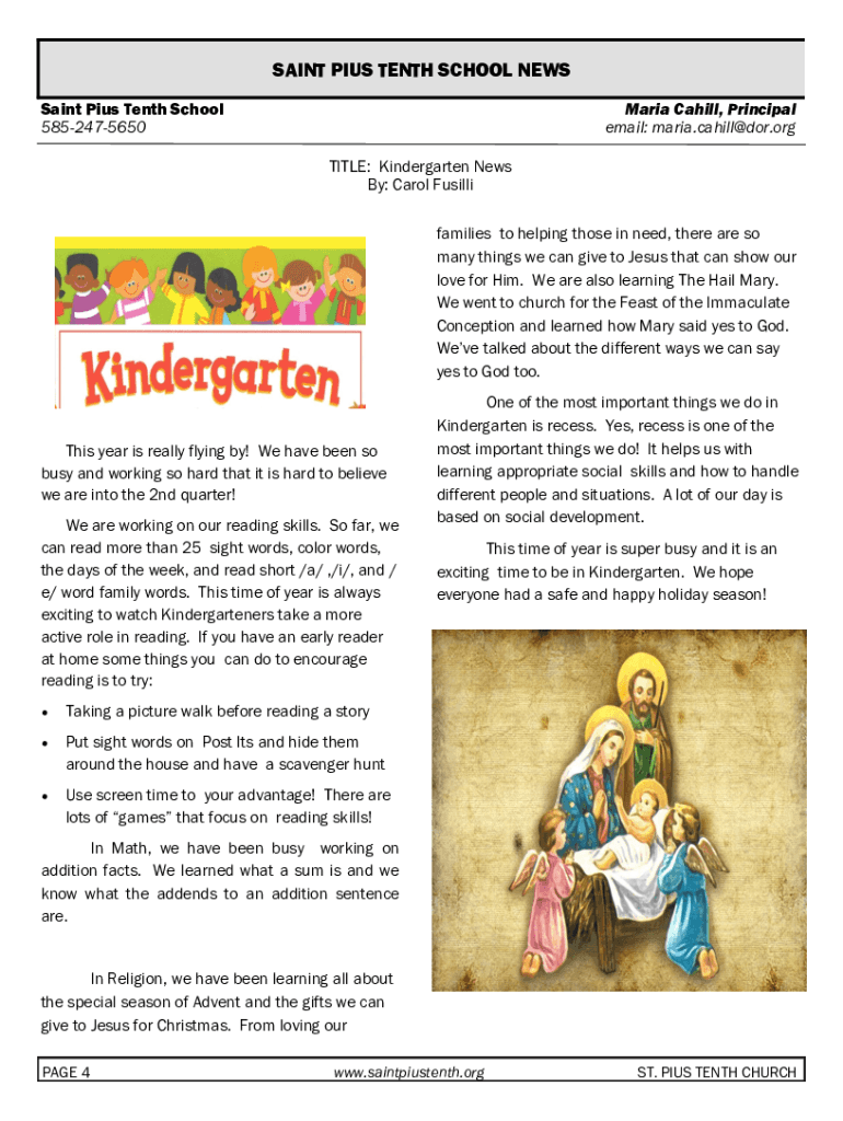 Fillable Online stpiustenth.comschool-newsschool-calendarSchool ...