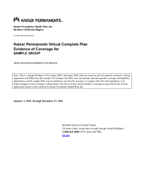 Fillable Online 2022 Kaiser Permanente Sample NCR Large Group Virtual ...