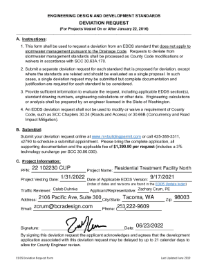 Fillable Online DEVIATION REQUEST - hca.wa.gov Fax Email Print - pdfFiller