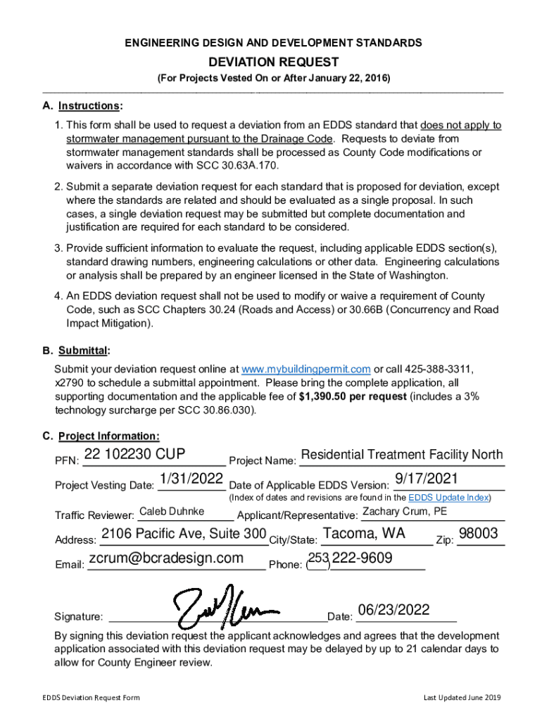 Fillable Online DEVIATION REQUEST - hca.wa.gov Fax Email Print - pdfFiller