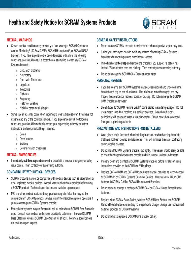 Fillable Online Health and Safety Notice for SCRAM Systems Products Fax ...