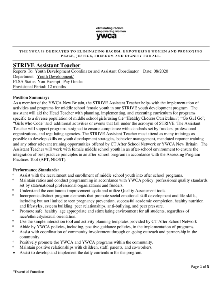 Fillable Online Teacher Assistant Job Description Template ...