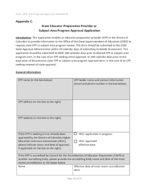 Fillable Online osse dc State EPP and SAP Approval Application ...