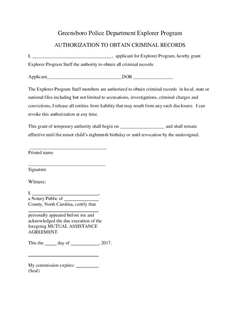 Fillable Online Greensboro Police Department Explorer Program Fax Email ...