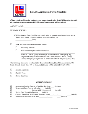 Fillable Online LEADS Application Forms Checklist Fax Email Print ...