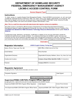 Fillable Online LSCMS-C Access Control Form v2 - fema.govForms ...