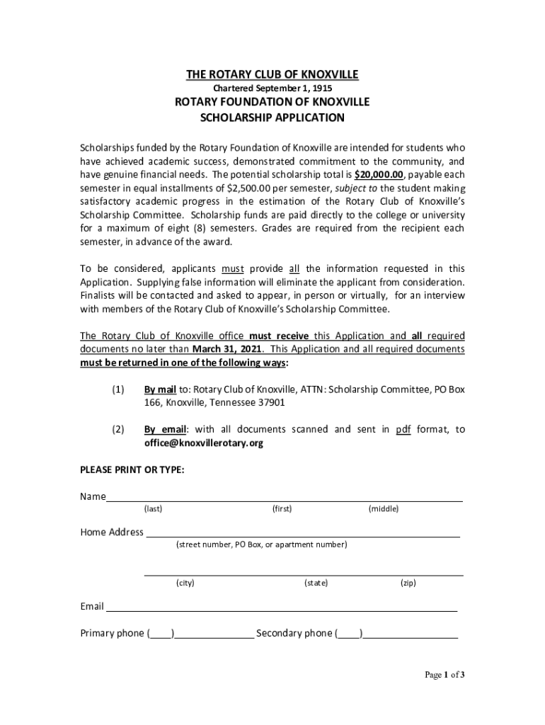 Fillable Online ROTARY FOUNDATION OF KNOXVILLE Fax Email Print - pdfFiller