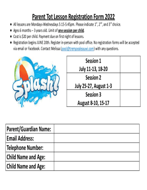 Fillable Online Parent Tot Registration Form 2022.docx Fax Email Print ...