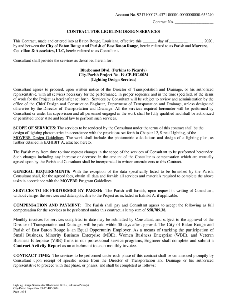 Fillable Online MOVEBR Lighting Contract Bluebonnet (Perkins to Picardy) MCA Fax Email Print ...