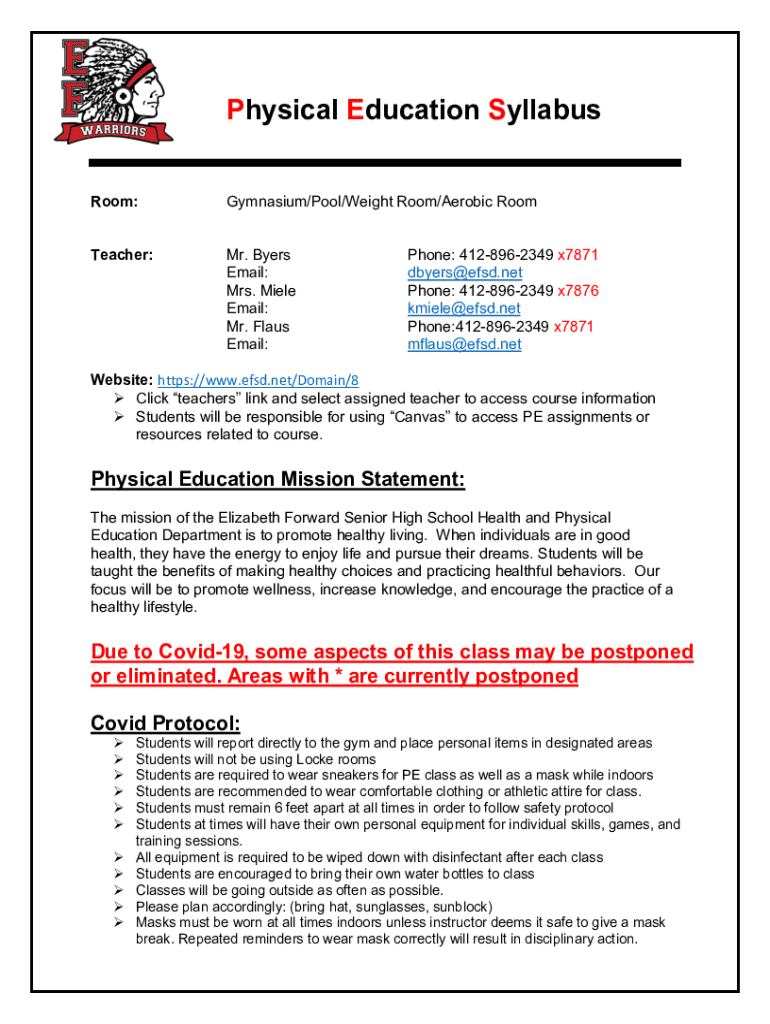 Fillable Online www.coursehero.comfile109081162PE syllabus.pdf - Class ...