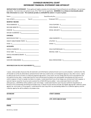 Fillable Online Defendant Financial Statement and AffidavitCity of ...