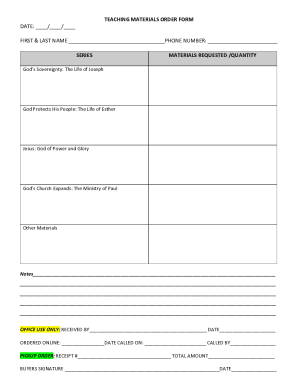 Fillable Online Material Order Forms Fax Email Print - pdfFiller