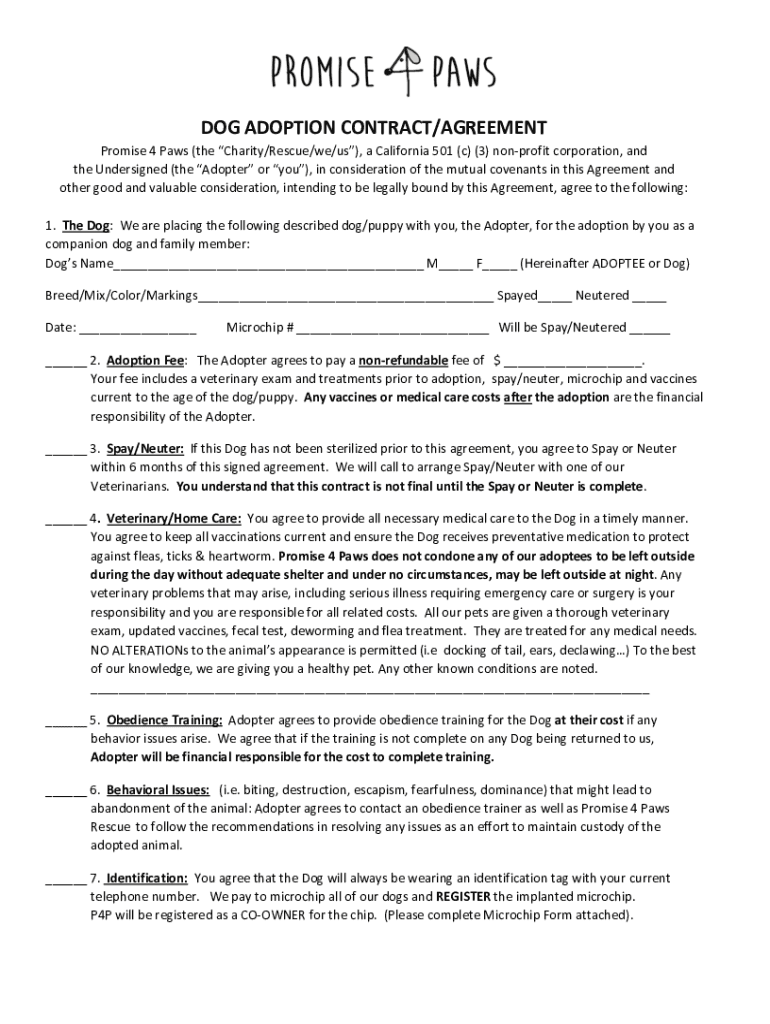 Fillable Online www.lawinsider.comcontracts5XnmfVu5w6wDOG ADOPTION ...