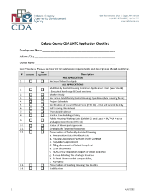 Fillable Online Dakota County CDA LIHTC Application Checklist Fax Email ...