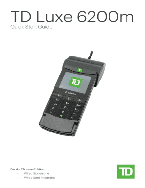 Fillable Online TD Luxe 6200 Quick Start Guide. This guide provides information on how to use ...