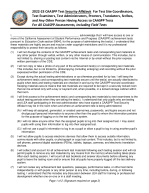 Fillable Online fill.io2021-22-CAASPP-Test-Security-AffidavitFillable ...