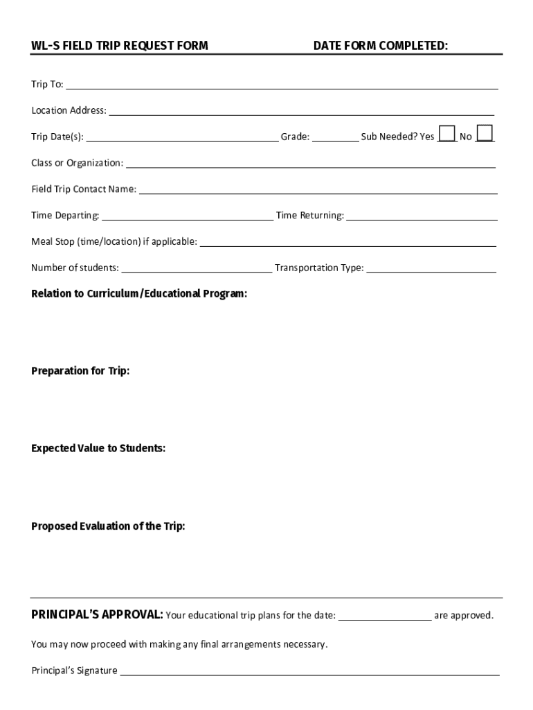 Fillable Online fill.ioField-Trip-Request-FormFill - Free fillable Field Trip Request Form PDF ...