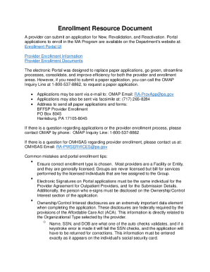 Fillable Online Enrollment Resource Document Fax Email Print - pdfFiller