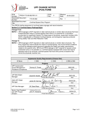 Fillable Online UPF CHANGE NOTICE (PCN) FORM - Y-12 National Security ...