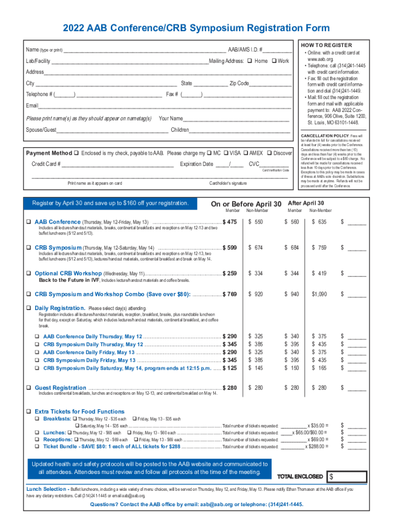 Fillable Online www.aab.orgimagesaab2022 AAB Conference/CRB Symposium ...
