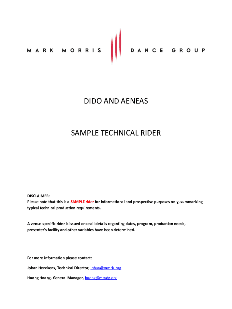 Fillable Online SAMPLE TECHNICAL RIDER Fax Email Print - pdfFiller