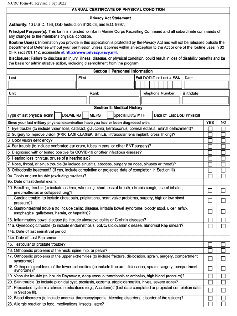 Fillable Online USMC Annual Cert, MCRC Form-40, 3.24.22.pdf Fax Email ...