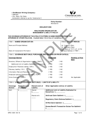 Fillable Online Policy Number: SAMPLE Fax Email Print - pdfFiller