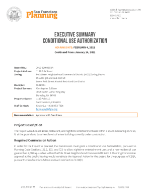 Fillable Online commissions sfplanning Executive Summary Conditional ...