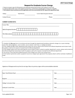 Fillable Online www.marshall.edugraduate-councilfilesGC#7: Course Change Request for Graduate ...