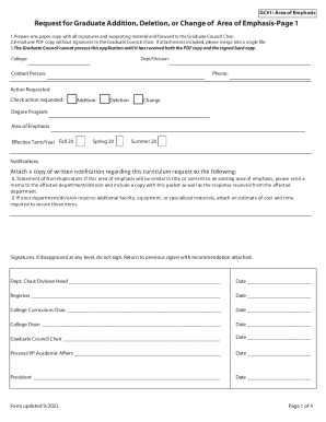 Fillable Online www.marshall.edugraduate-councilfilesGC#1: Area of ...