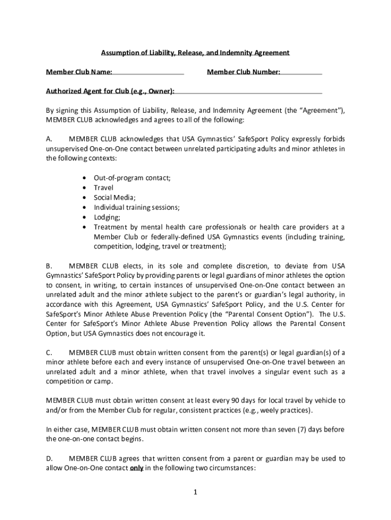 Fillable Online Assumption of Liability, Release, and Indemnity ...
