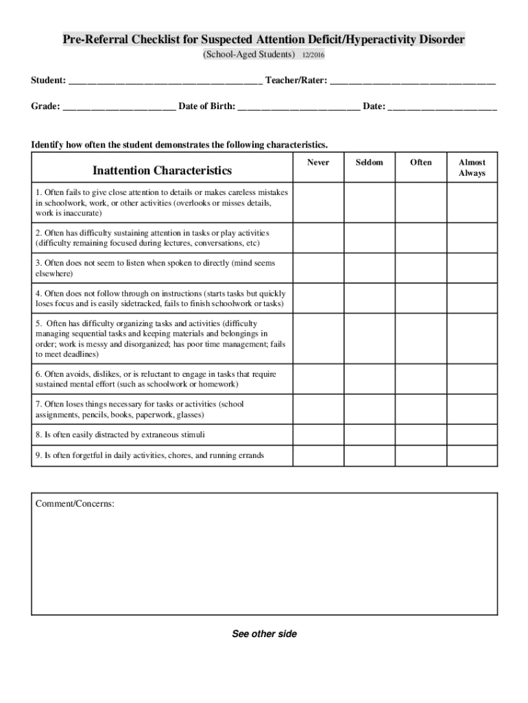 Fillable Online addadult.comgetting-helpscreening-checklistAdult ...