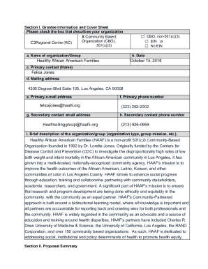 Fillable Online Section I. Grantee Information and Cover Sheet. Section ...