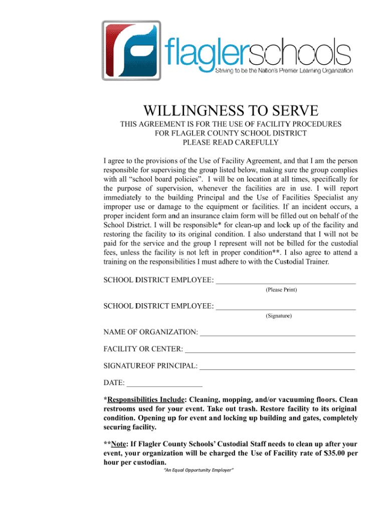 Fillable Online Use of Facilities WTS Training Agreement. Use of ...