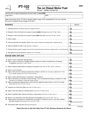 Fillable Online Form PT-102 Tax on Diesel Motor Fuel Revised 6/22 ...